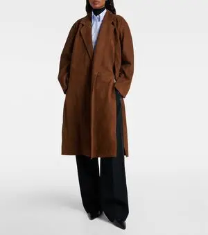 THE ROW Serenis Suede Coat - Brown