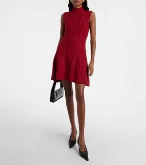 Staud Charade" Cable-knit Wool-blend Minidress In Ivory - Red