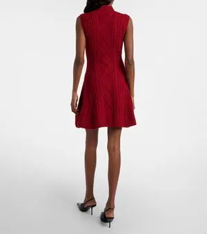 Staud Charade" Cable-knit Wool-blend Minidress In Ivory - Red