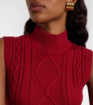 Staud Charade" Cable-knit Wool-blend Minidress In Ivory - Red