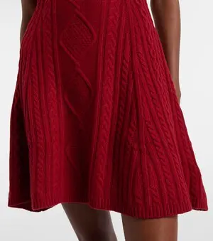 Staud Charade" Cable-knit Wool-blend Minidress In Ivory - Red