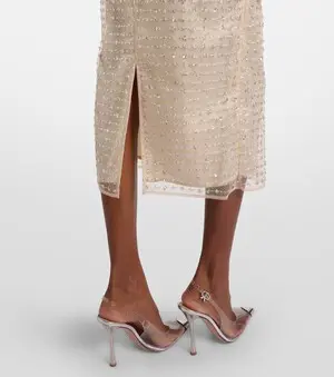 Staud Ciara Beaded Tulle Midi Skirt - Beige