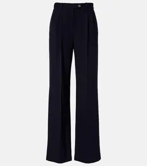 THE ROW Virgil Wool Gabardine Wide-leg Pants - Blue
