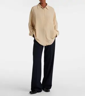 THE ROW Virgil Wool Gabardine Wide-leg Pants - Blue