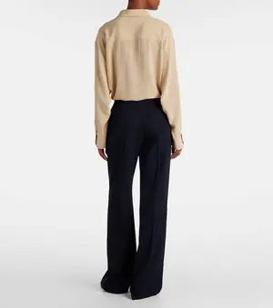 THE ROW Virgil Wool Gabardine Wide-leg Pants - Blue