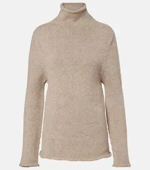 THE ROW Mariam Cashmere Turtleneck Sweater - Beige