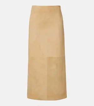 THE ROW Danas Suede Wrap Skirt - Beige