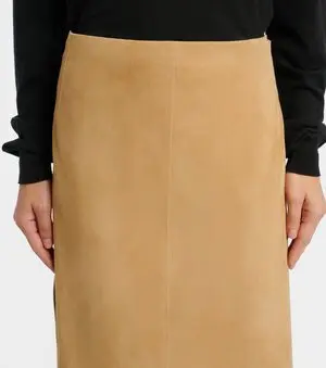 THE ROW Danas Suede Wrap Skirt - Beige