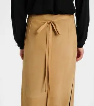 THE ROW Danas Suede Wrap Skirt - Beige