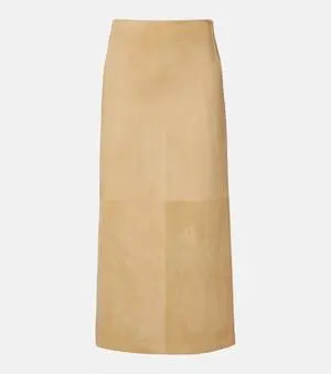 THE ROW Danas Suede Wrap Skirt - Beige