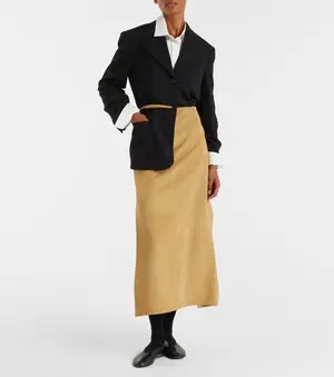 THE ROW Danas Suede Wrap Skirt - Beige
