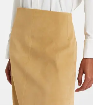 THE ROW Danas Suede Wrap Skirt - Beige