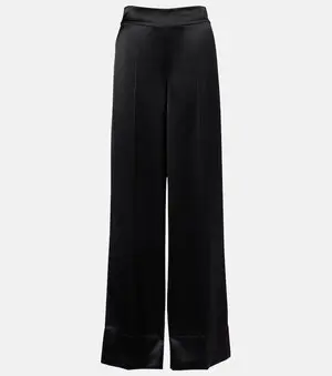 JOSEPH Dijon Satin Wide-leg Pants - Black