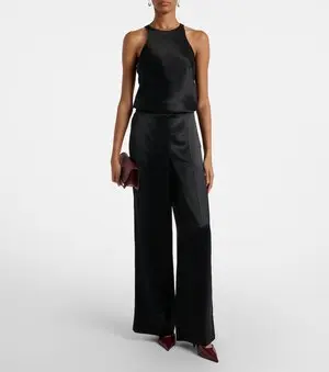 JOSEPH Dijon Satin Wide-leg Pants - Black