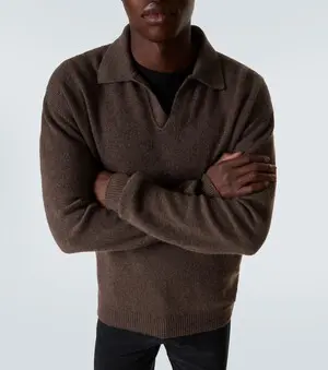 THE ROW Leach Cashmere Polo Sweater - Brown