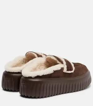 Hogan Shearling-trimmed Platform Loafers