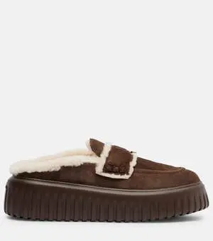 Hogan Shearling-trimmed Platform Loafers