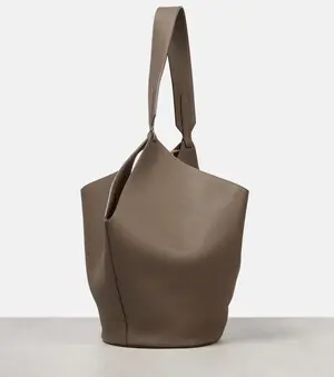 Khaite Lotus Small Leather Tote Bag - Grey