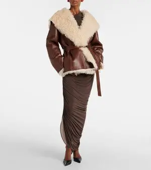 Magda Butrym Shearling-trimmed Leather Jacket