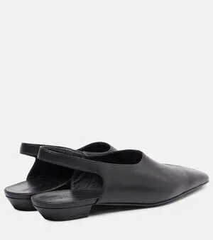 Khaite Celia Leather Slingback Flats - Black