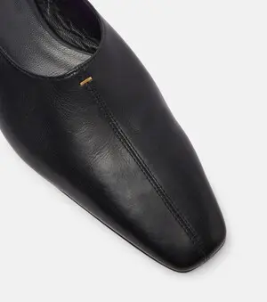 Khaite Celia Leather Slingback Flats - Black
