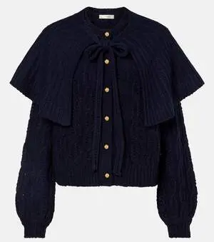 FRAME Caped Wool-blend Cardigan - Blue