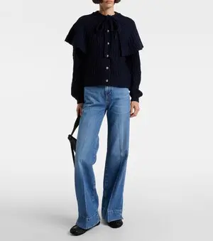 FRAME Caped Wool-blend Cardigan - Blue