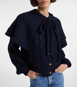 FRAME Caped Wool-blend Cardigan - Blue