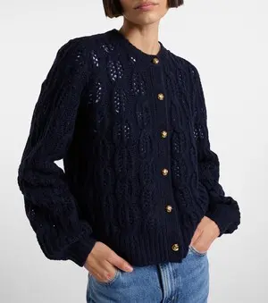 FRAME Caped Wool-blend Cardigan - Blue