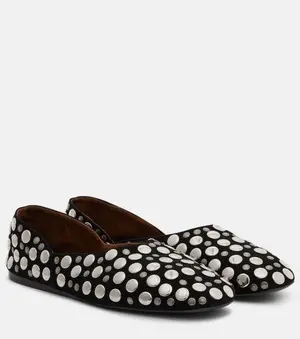 Khaite Jane Studded Suede Ballet Flats - Black
