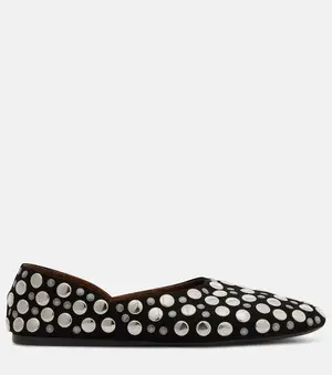 Khaite Jane Studded Suede Ballet Flats - Black