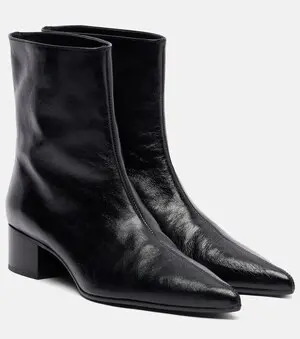 Khaite Andee 40 Leather Ankle Boots - Black