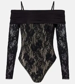 Zimmermann Rebellion Off-shoulder Lace Bodysuit - Black