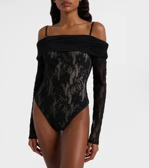 Zimmermann Rebellion Off-shoulder Lace Bodysuit - Black