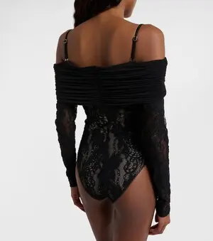 Zimmermann Rebellion Off-shoulder Lace Bodysuit - Black