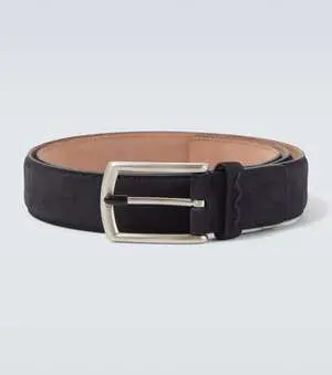 Zegna Triple Stitch Leather Belt - Blue