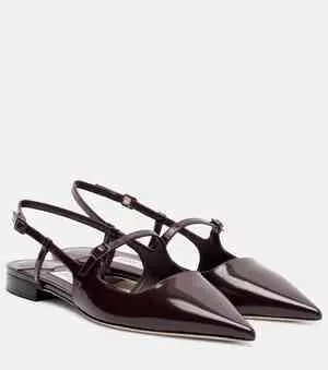 JIMMY CHOO Didi Patent Leather Slingback Flats - Burgundy