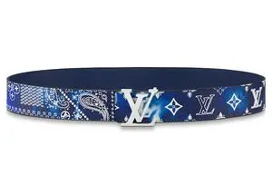 LOUIS VUITTON Initials Mng Bandana 40mm Reversible Belt - Blue