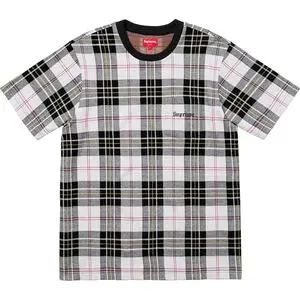 Supreme Jacquard Tartan Plaid Pocket Tee Shirt - White