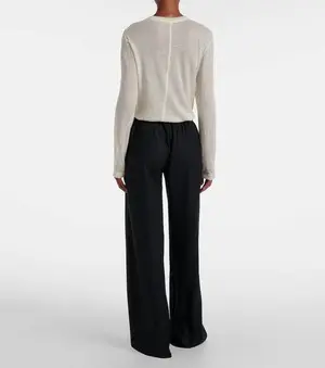 THE ROW Gala Virgin Wool Flannel Wide-leg Trousers - Black