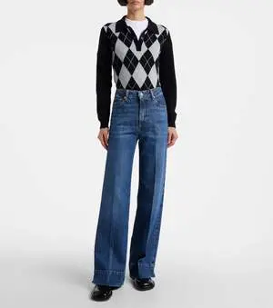 FRAME Slice High-rise Flared Jeans - Blue