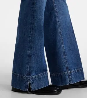 FRAME Slice High-rise Flared Jeans - Blue
