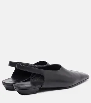 Khaite Celia Leather Slingback Flats - Black