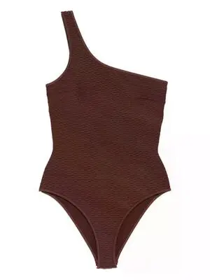 DUSKII Asymmetric-neck One-piece Swimsuit - Brown