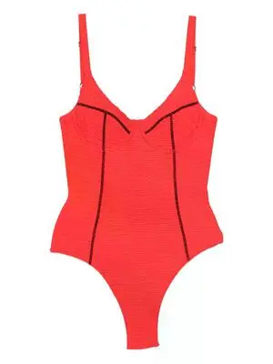 DUSKII Scoop-neck One-piece Swimsuit - Red