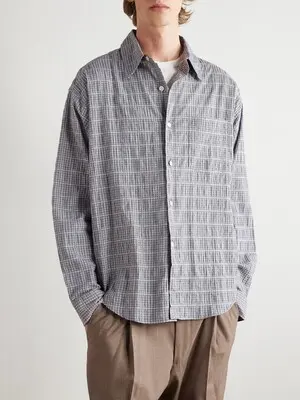 MFPEN Executive Checked Textured Cotton-blend Shirt