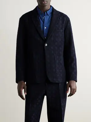 Blue Blue Japan Shippou Cotton And Wool-blend Jacquard Suit Jacket