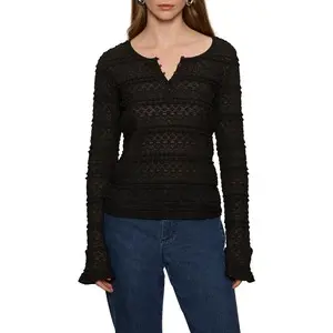 Sanctuary Lace Henley - Black