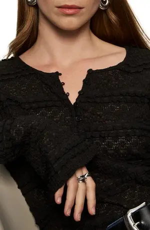 Sanctuary Lace Henley - Black