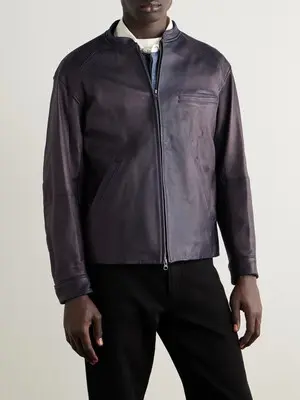 Blue Blue Japan Indigo-dyed Leather Biker Jacket